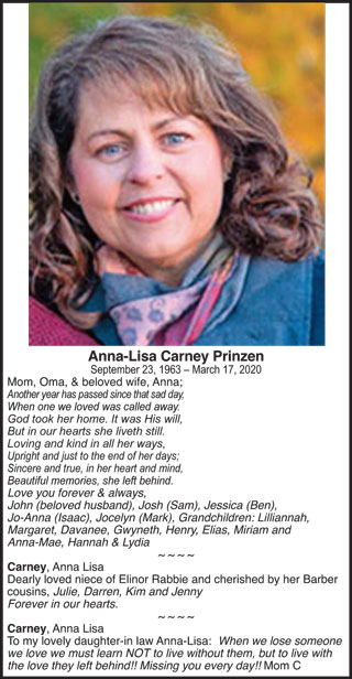 Anna-Lisa Carney Prinzen - Picton Gazette | The Picton Gazette